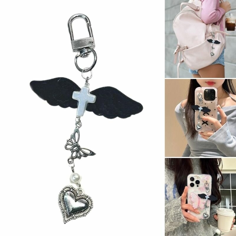Подвеска-брелок на цепочке для мобильного телефона с ангельскими крыльями ручной работы из бисера-Тип A