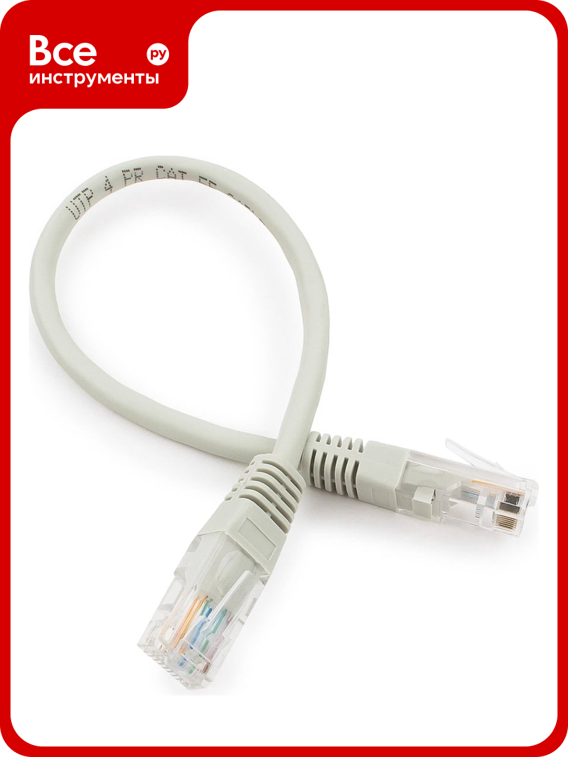 Медный патч-корд Cablexpert UTP кат.5e, 0.25м, литой, многожильный серый PP10-0.25M