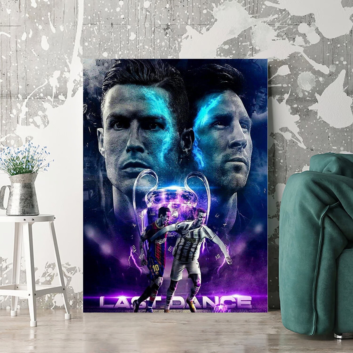 Картина интерьерная - "Криштиану Роналду, Леонель Месси, футбол", 60х80 см.
