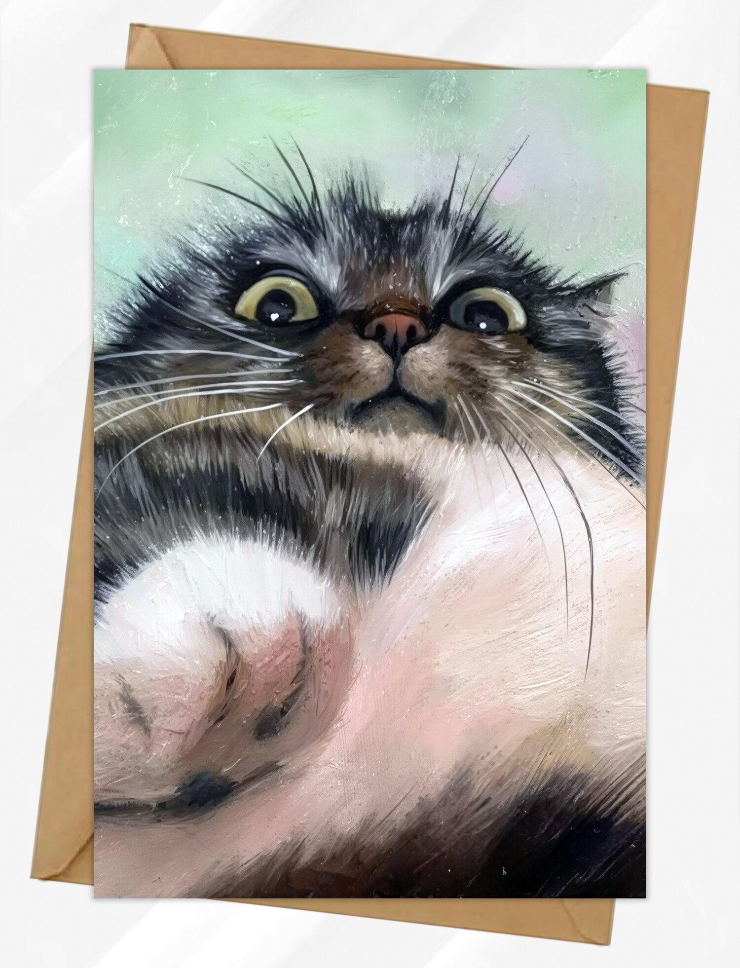 Открытка "Котик" (подходит под рамку 10х15см, плотная бумага)