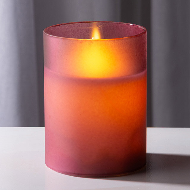 Светодиодная свеча с имитацией пламени Magic Flame в стакане 10 см фиолетовая, Peha, MB-10345