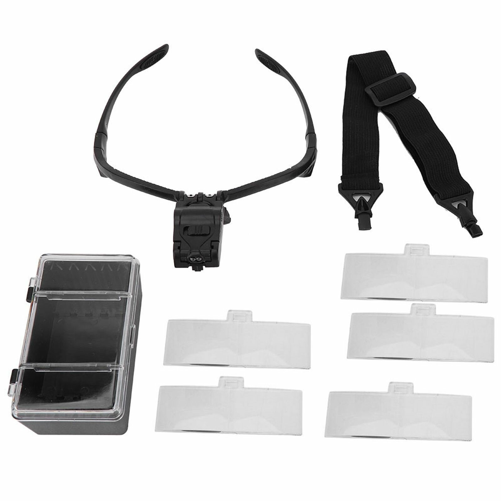 Лупа на голову со светодиодной подсветкой, 5 линз, увеличительное стекло в форме очков для наращивания ресниц, работы вблизи, рукоделия