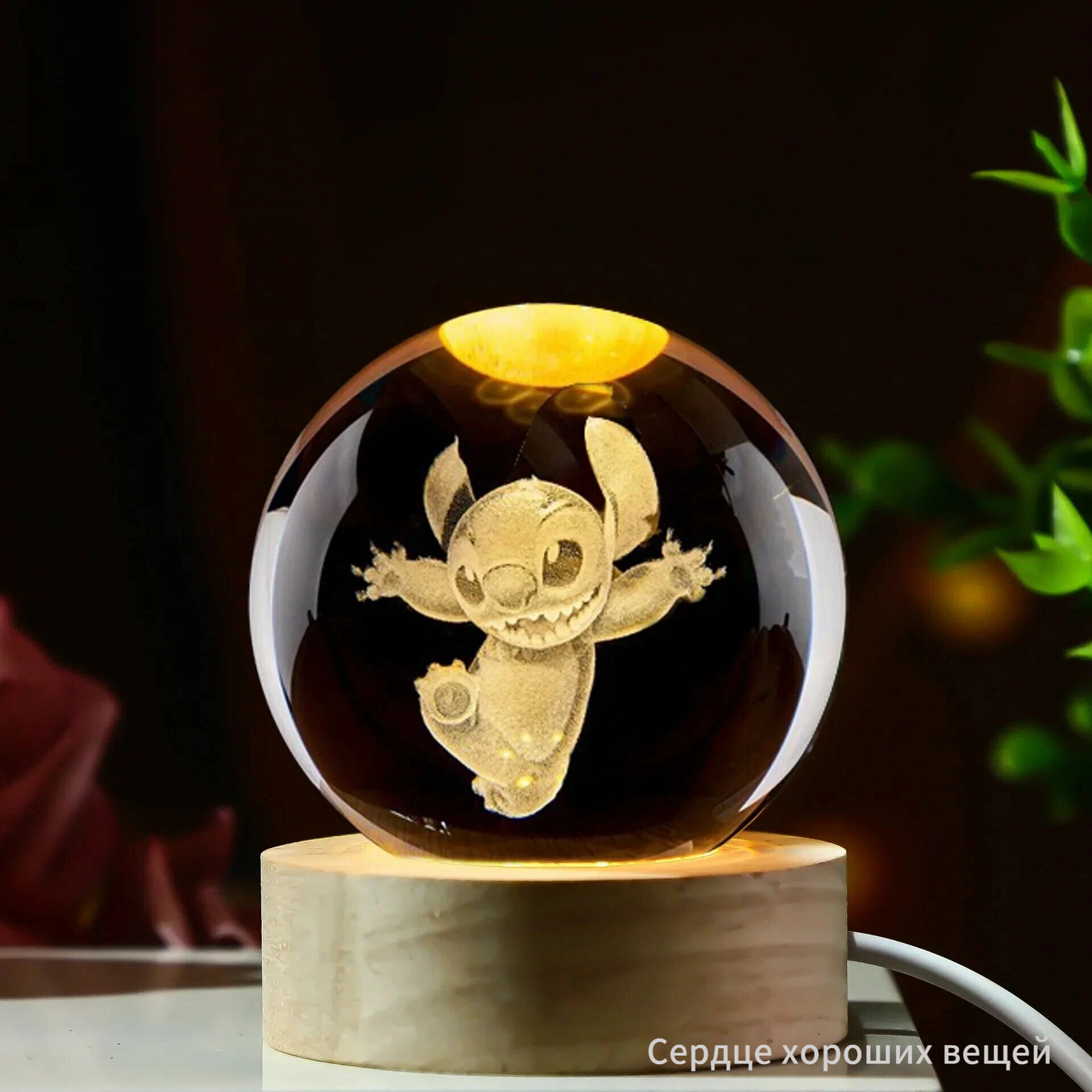 Ночник "Лило и Стич" из стекла Disney, Stitch C, 6cm Warm light base