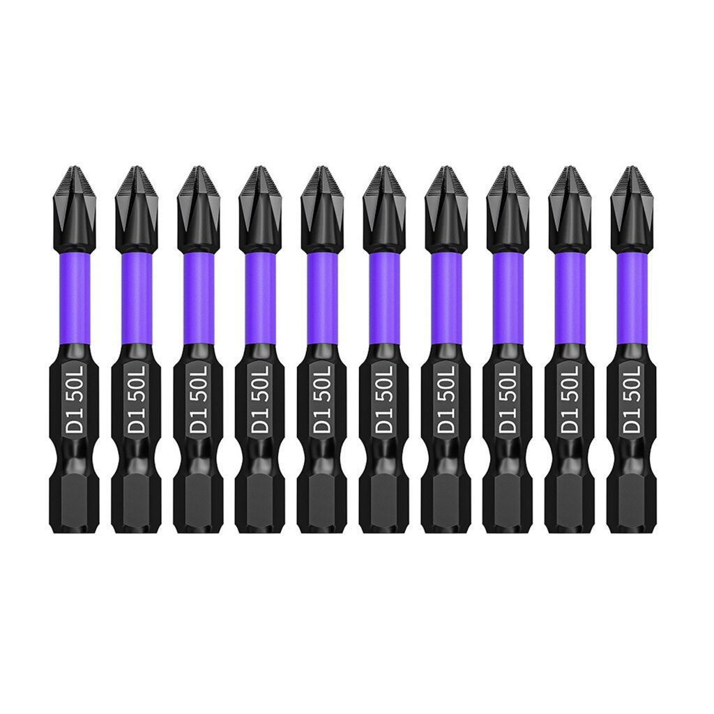 1 комплект из 10 головок крестовой отвертки с нескользящими и ударопрочными долотами, 50 мм