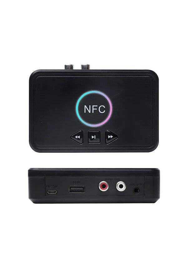 Беспроводной аудиоприемник NFC Bluetooth 5.0, адаптер для микрофона, выход RCA Aux, воспроизведение музыки с U-диска, наушники, динамик, домашняя звуковая система
