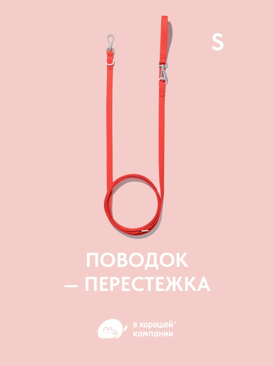 Поводок регулируемый для собак мелких пород и кошек, перестежка из неотана IN GOOD COMPANY (S / 3м / красный)
