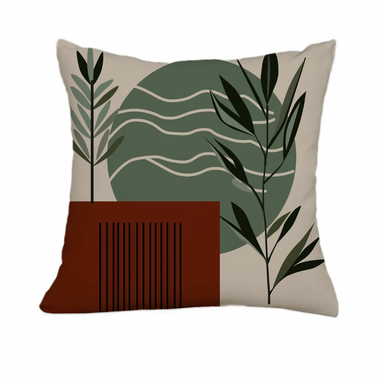 Подушка декоративная Трава и ветер Геометрия 40х40 велюр