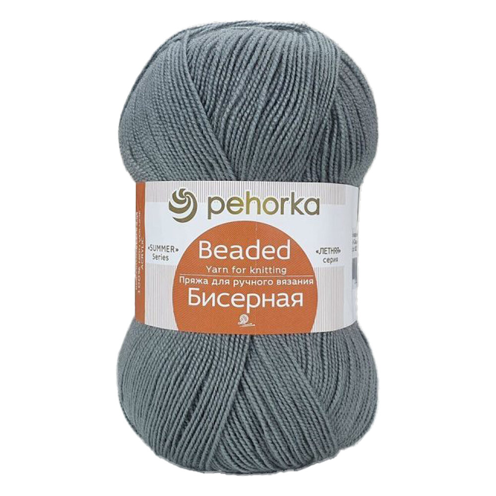 Пряжа для вязания Пехорка Бисерная 048 серый 100 гр/450 м 100% акрил