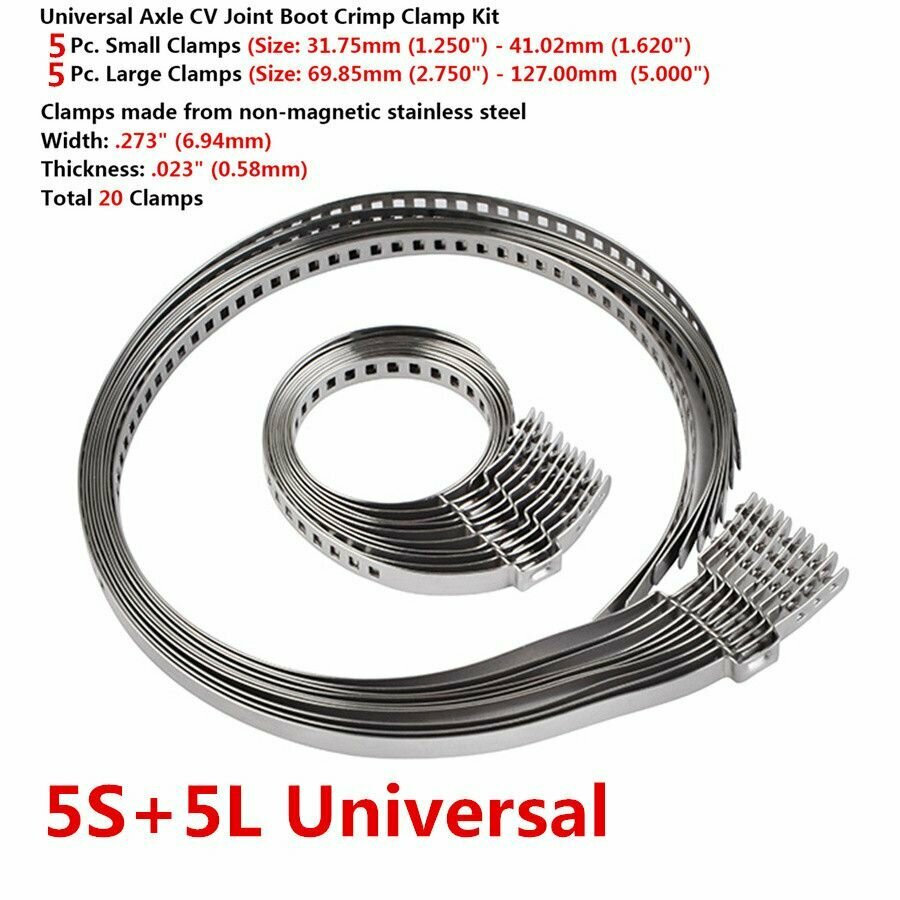 Universa 10 шт. Хомуты для пыльника шруса из нержавеющей стали Комплект регулируемых хомутов для пыльника шруса Хомут для зажима пыльника шруса для автомобиля