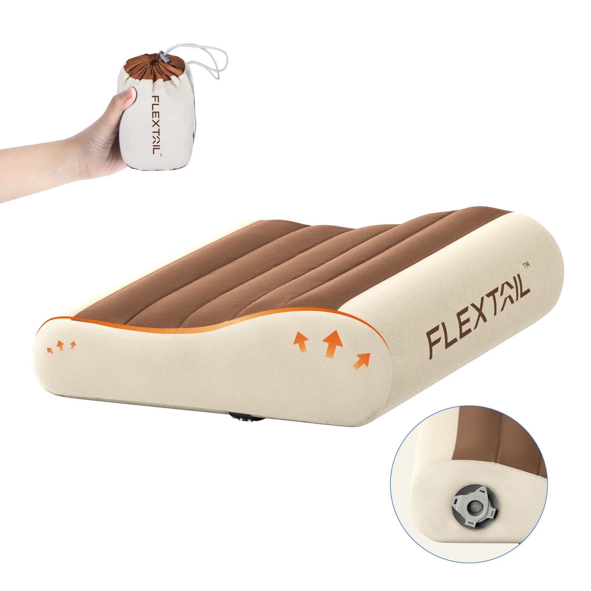 Надувная подушка Flextailgear Zero Pillow, Цвет товара-brown