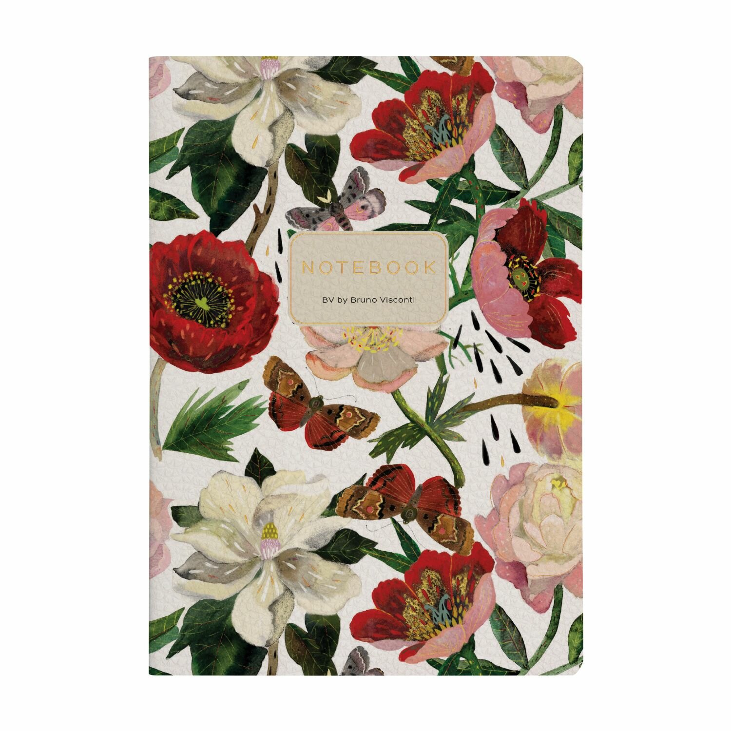 Тетрадь А5 BrunoVisconti "Пионы" 60 л, клетка, экокожа