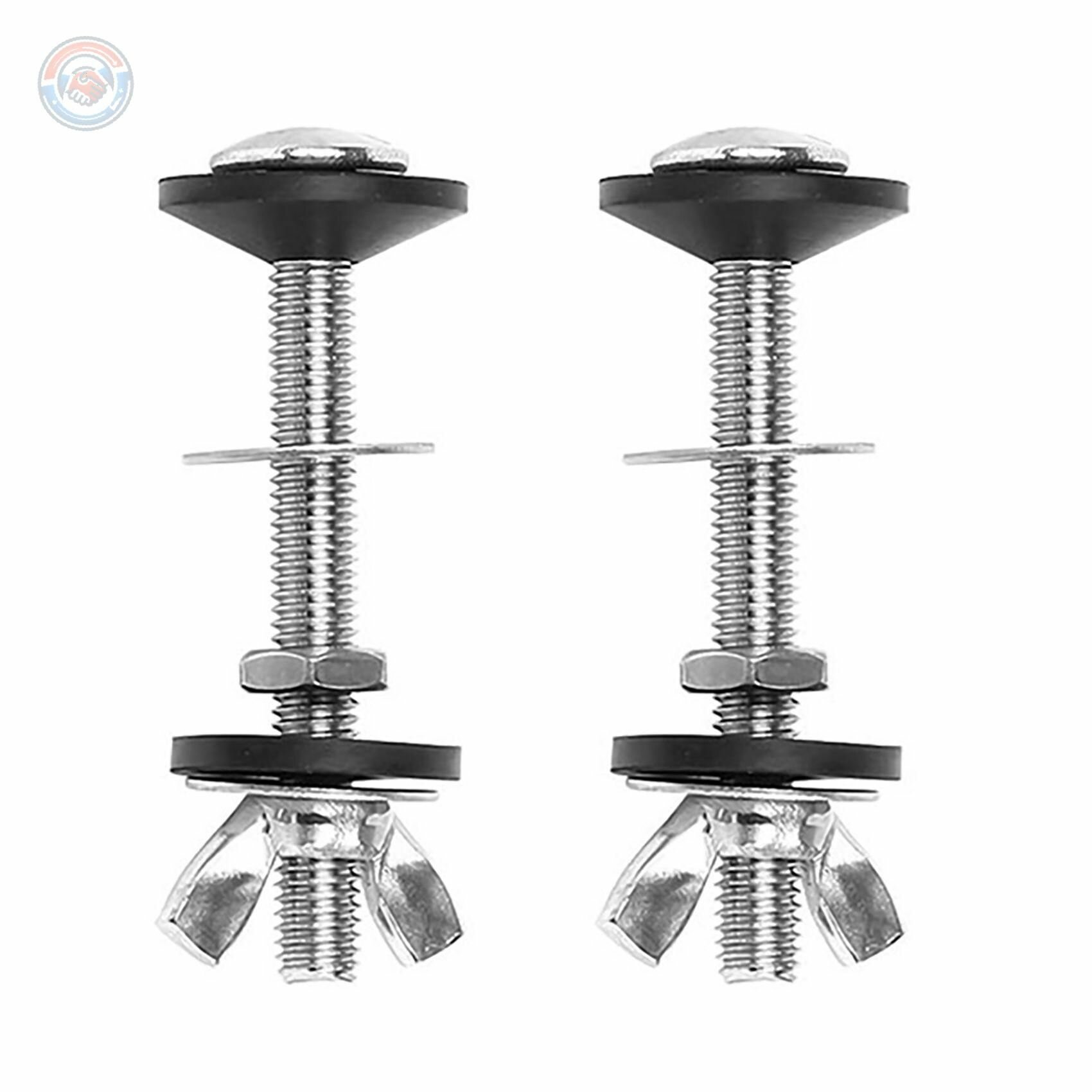 Комплект крепежных болтов из нержавеющей стали для бачка унитаза, двойные прокладки, набор из 2 штук, серебристый