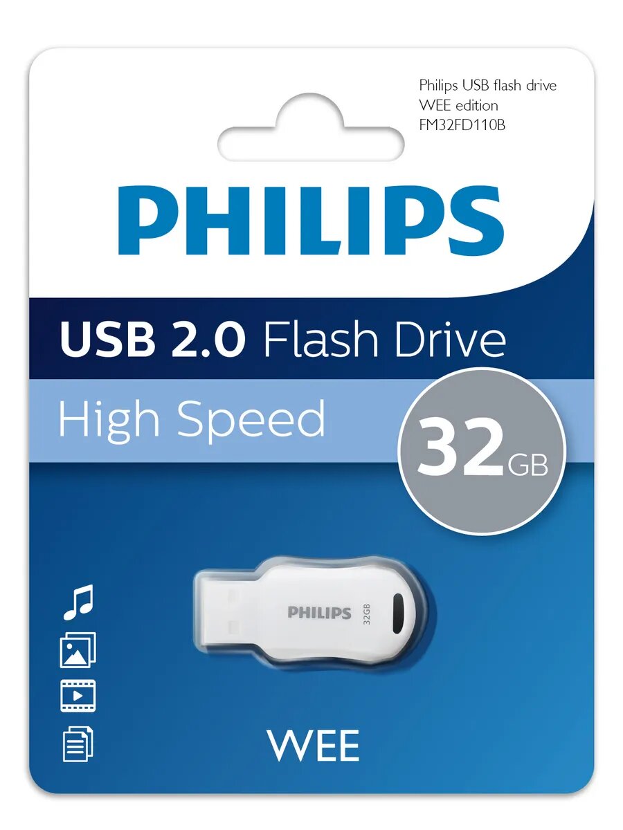 Флеш накопитель 32GB PHILIPS WEE 2.0 32GB, USB 2.0 FM32FD110B/97
