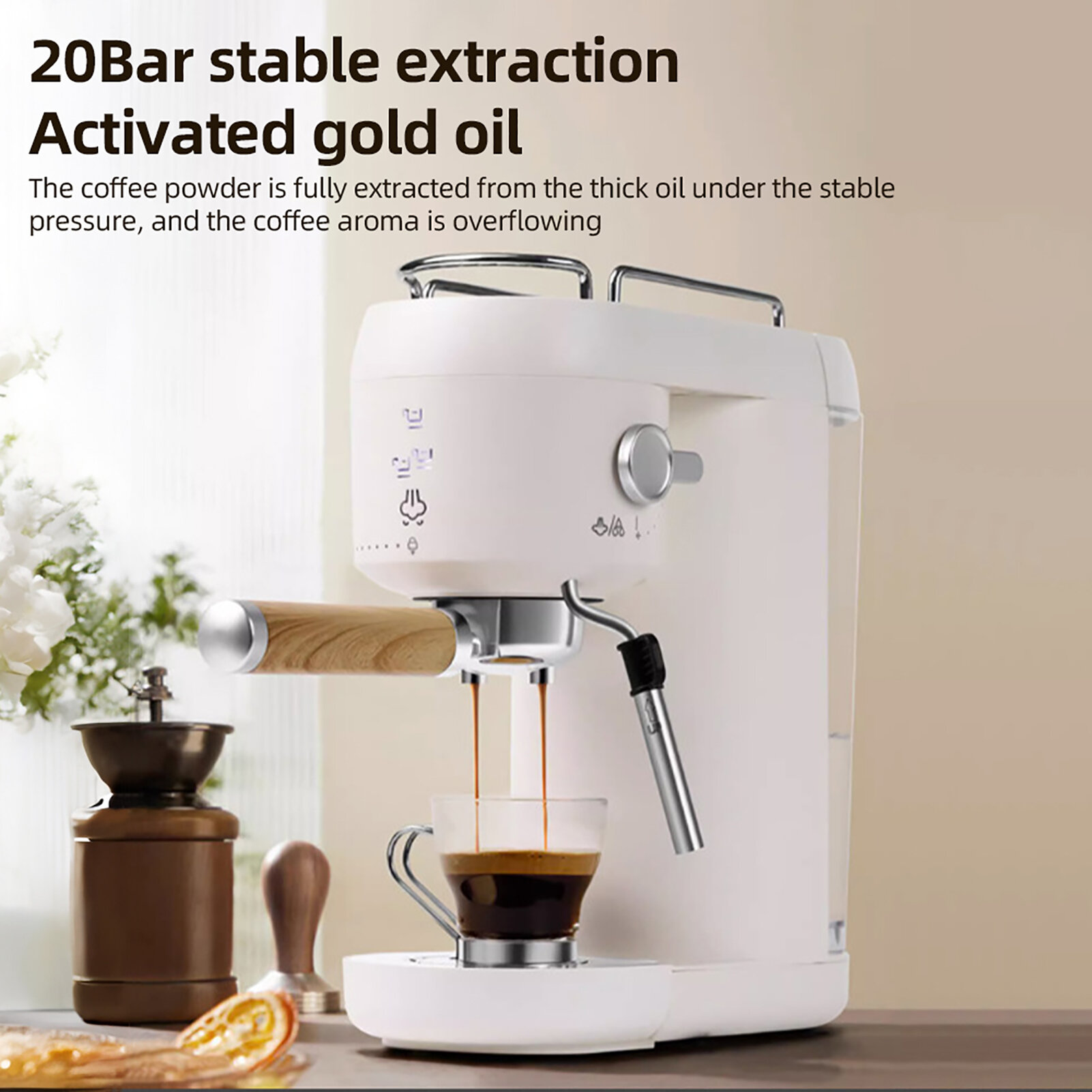 Электрическая кофемашина с автоматической системой вспенивания молока, 1400 Вт, 20 бар, мини-кофеварка с рожком, корзиной для фильтров на одну и две порции, умное приготовление кофе для латте, эспрессо, капучино