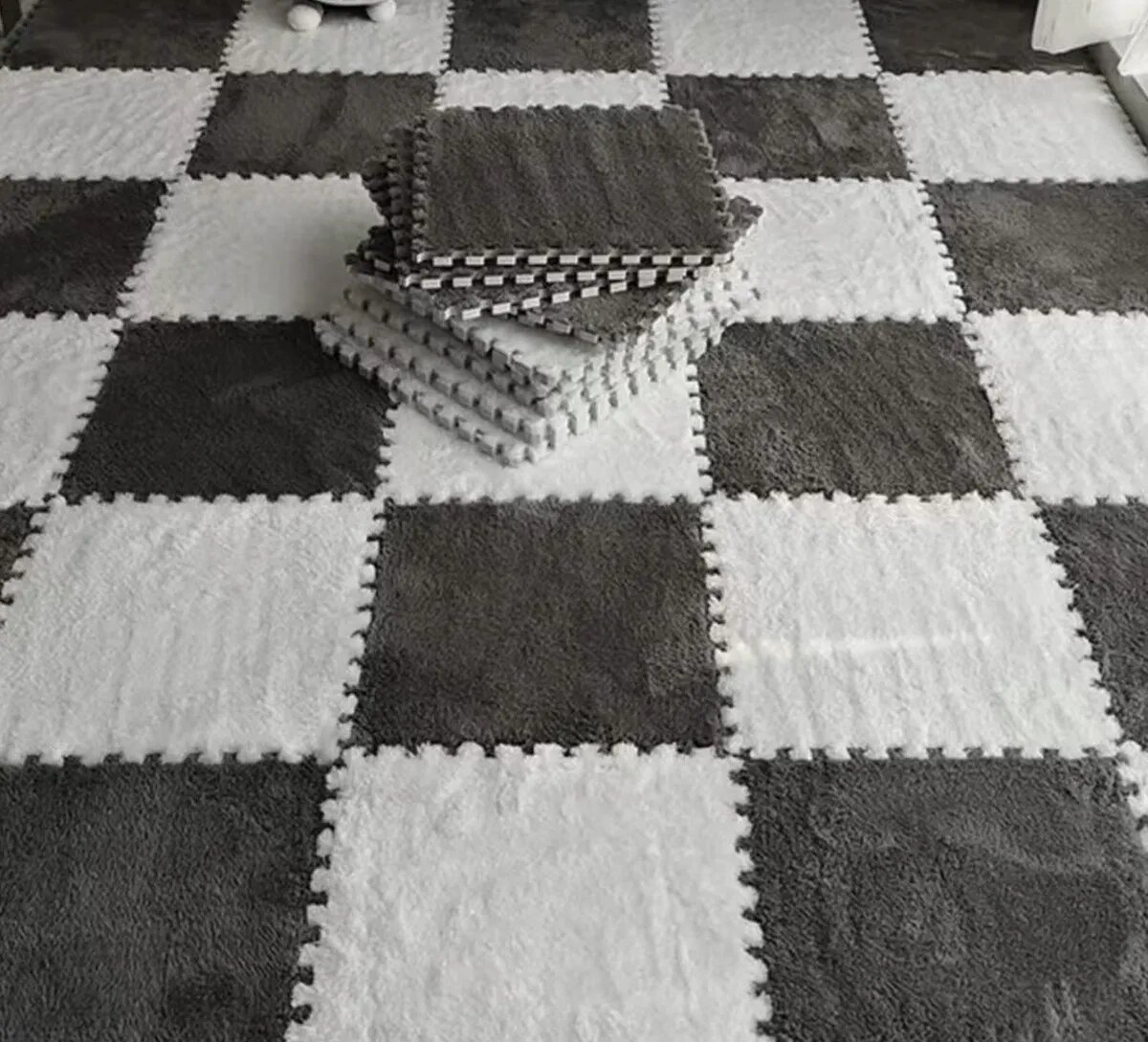 Коврик для детской 0.3x0.3 м Пенополиэтилен, Лавсан темно-серый, белый