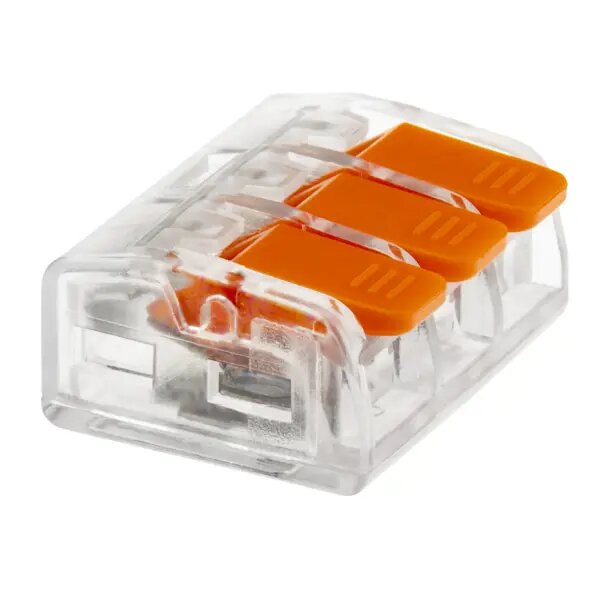 Клеммы соединительные монтажные с рычажком Duwi СМК 223-413 3-проводные 4мм² прозрачные 5шт 26613 6