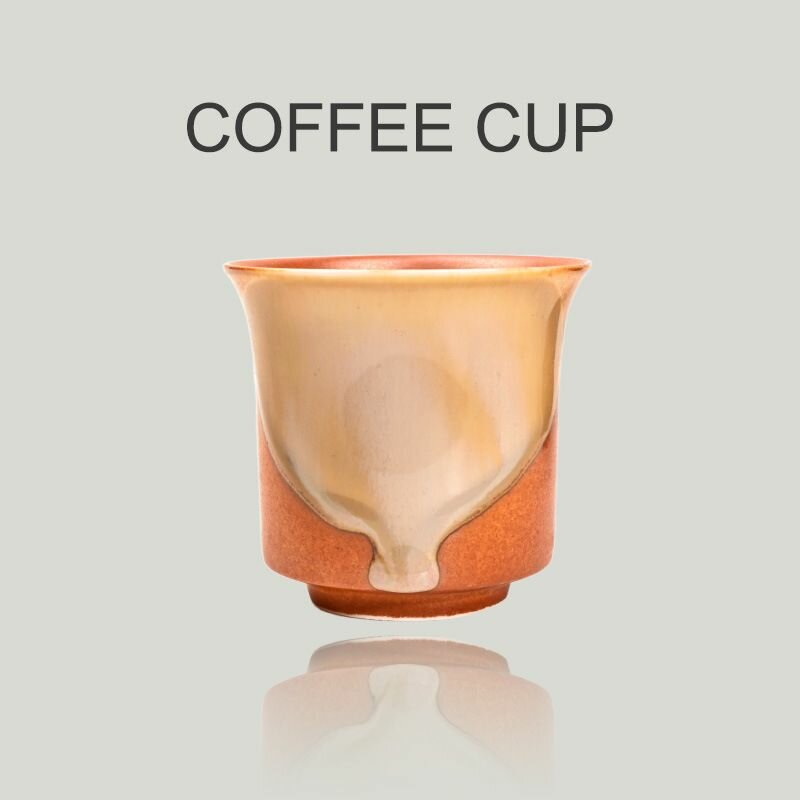 Кофейная чашка "Абстракция", керамика, 110мл, оранжевая, без ручки