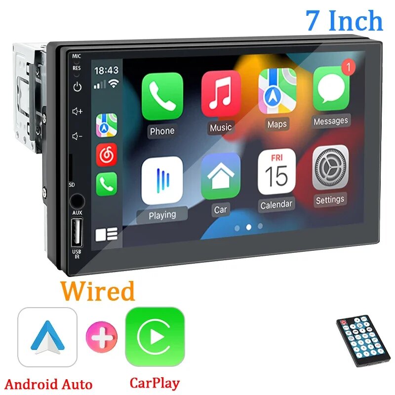 7" Android Auto Carplay автомагнитола 1Din