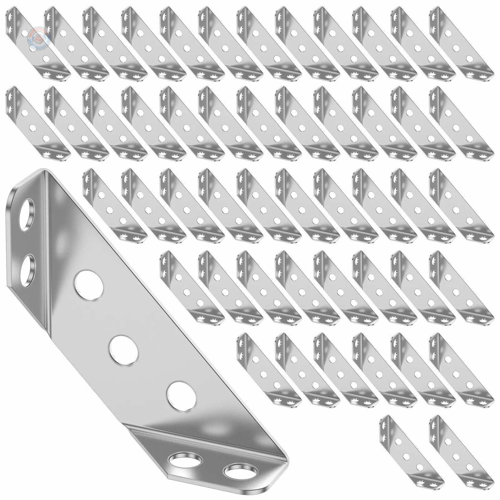 Угловые стальные соединители для мебели, 50 шт, крепежные уголки из нержавеющей стали, усиление столов, шкафов, полок, набор мебельной фурнитуры