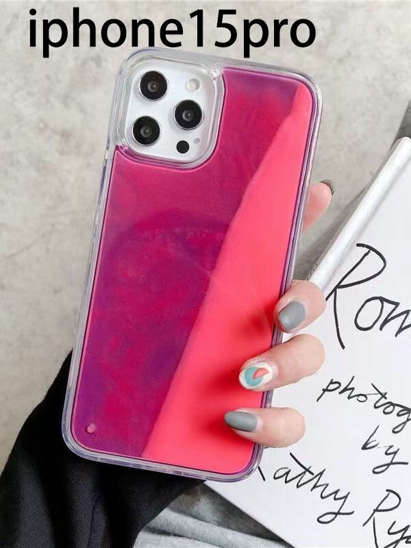 Чехол Soft Touch Liquid Sand, для iPhone 15, светящийся, защита от ударов, TPU+PC, голубой