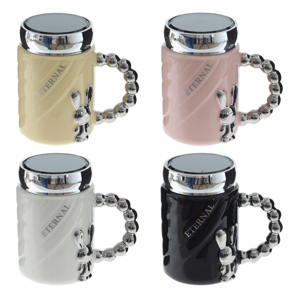 Кружка с крышкой, 380 мл, L13 W8 H13 см, 4в.