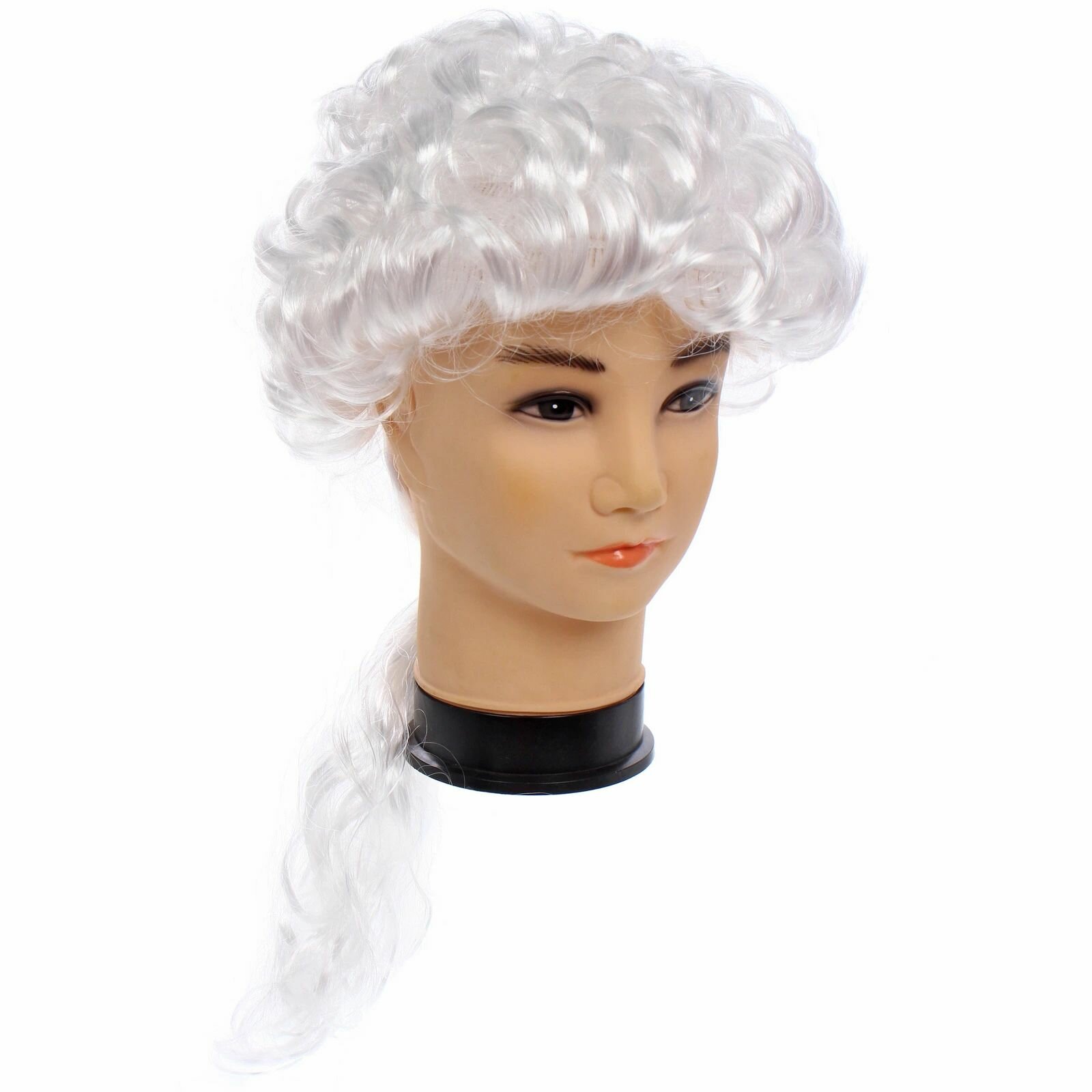 Парик карнавальный "Империя" (белый, 55 см) роскошный парик в дворцовом стиле для балов, косплея и фотосессий