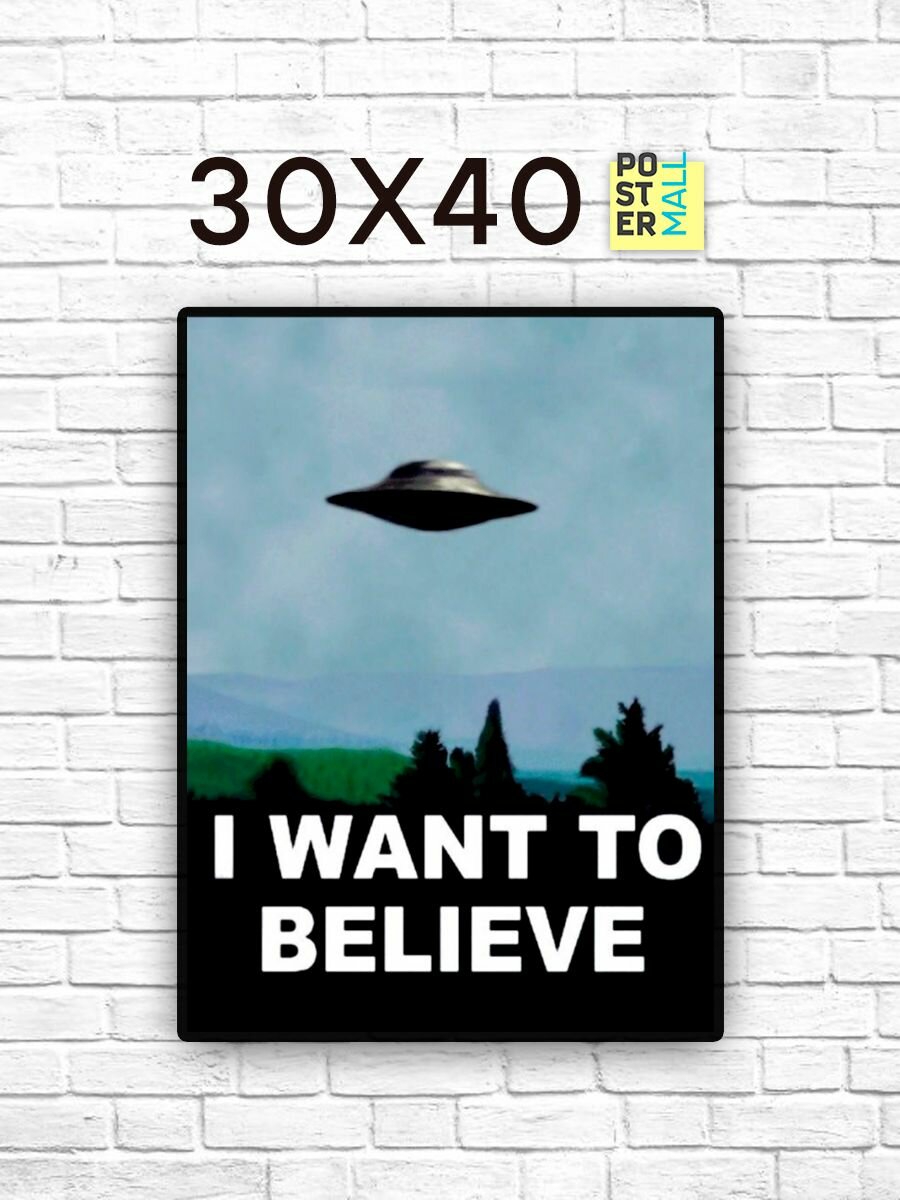 Постер Малдера из X-Files (30х40 см). I want to believe