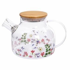 Чайник заварочный SIJ Meadow, 1 л, с бамбуковой крышкой, стекло/сталь