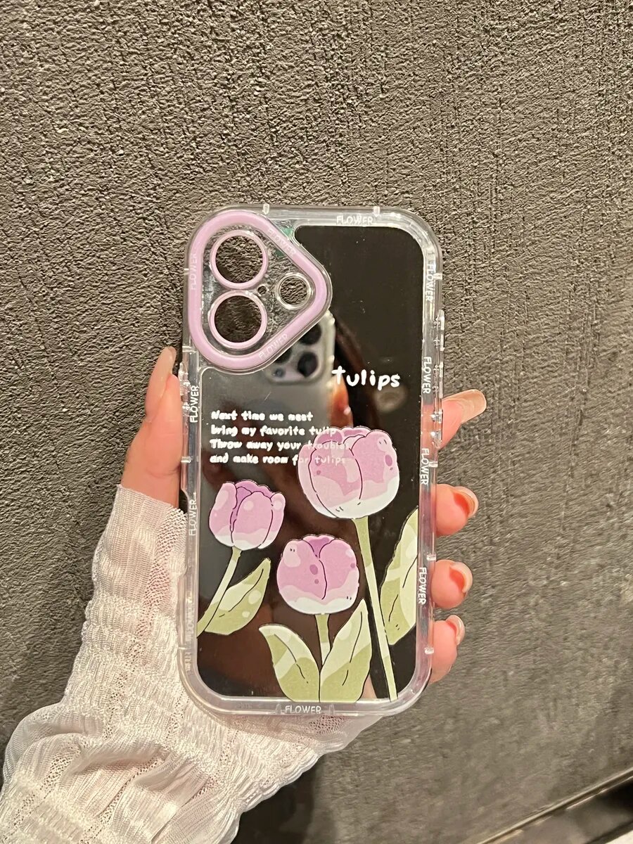 Чехол О'кейси, для iPhone 16, зеркальный, с принтом, защита камеры