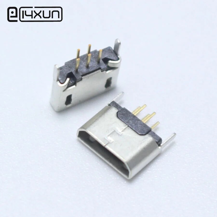 5 шт. разъемов Micro USB 5PIN (гнездо) с 3+2 прямыми контактами, плоским краем, для передачи данных, для ремонта мобильных телефонов, DIY запчасти
