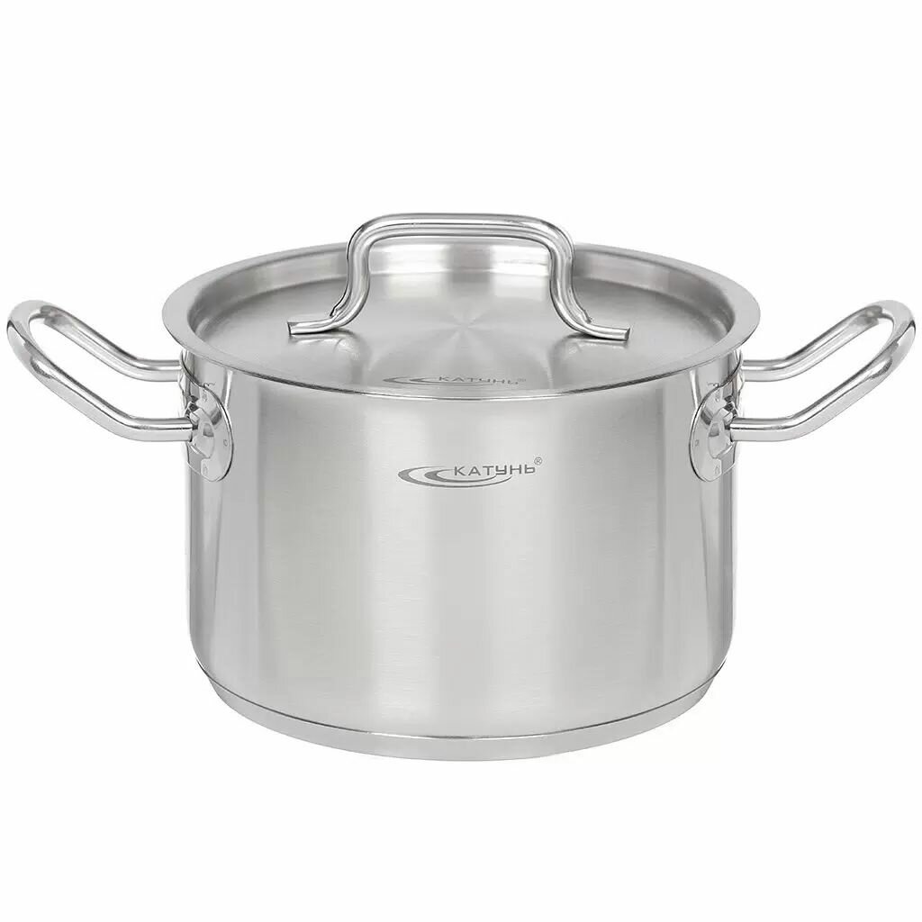 Кастрюля Катунь из нержавеющей стали, 3 л, с крышкой, Общепит, металлик