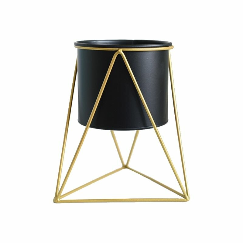 Скандинавский цветочный горшок из кованого железа с кронштейном, золотой и черной трубой