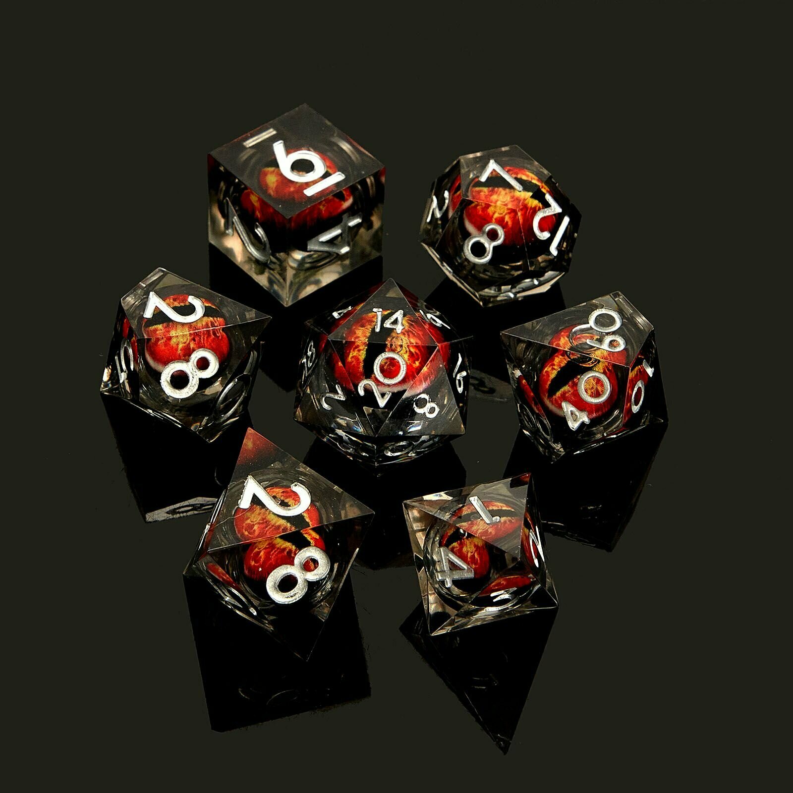Набор игральных костей Resin Sharp Edge - 7 штук, ручная работа, прозрачные кости для Dungeons & Dragons из качественной смолы