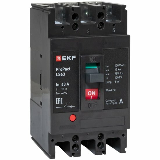 Автоматический выключатель силовой Ekf 3п 63А 15кА LS63 ProPact, mccb-63-15-3-63-ls