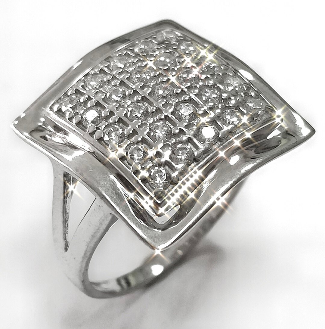 Перстень, серебро, 925 проба, родирование, фианит