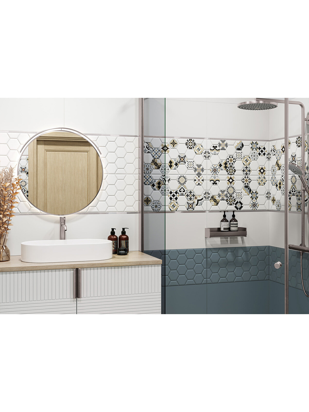 Плитка Настенная New Trend Edelweiss Hexagon белый 24,6X74 см 1,8 м²