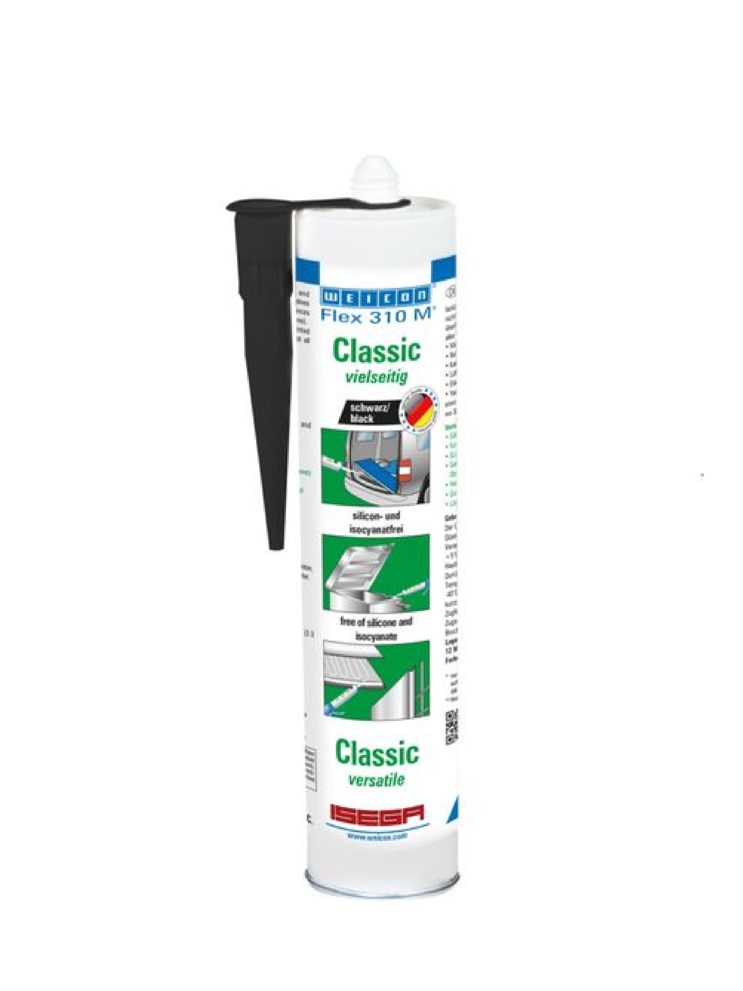Клей-герметик, высокая прочность на разрыв, WEICON Flex 310 M Классик, черный, 310 мл