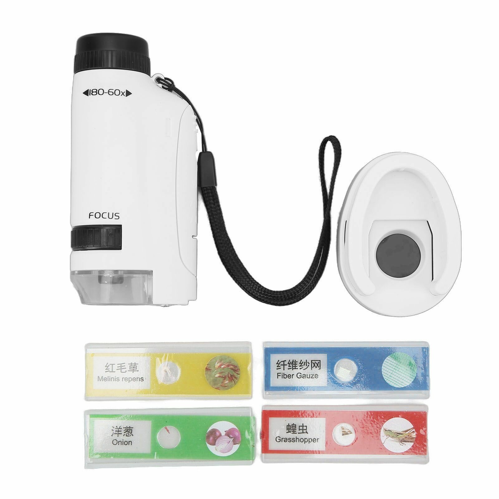 2211 Маленький ручной микроскоп с круглой ручкой, мини-карманный микроскоп от 60X до 120X со светодиодной подсветкой