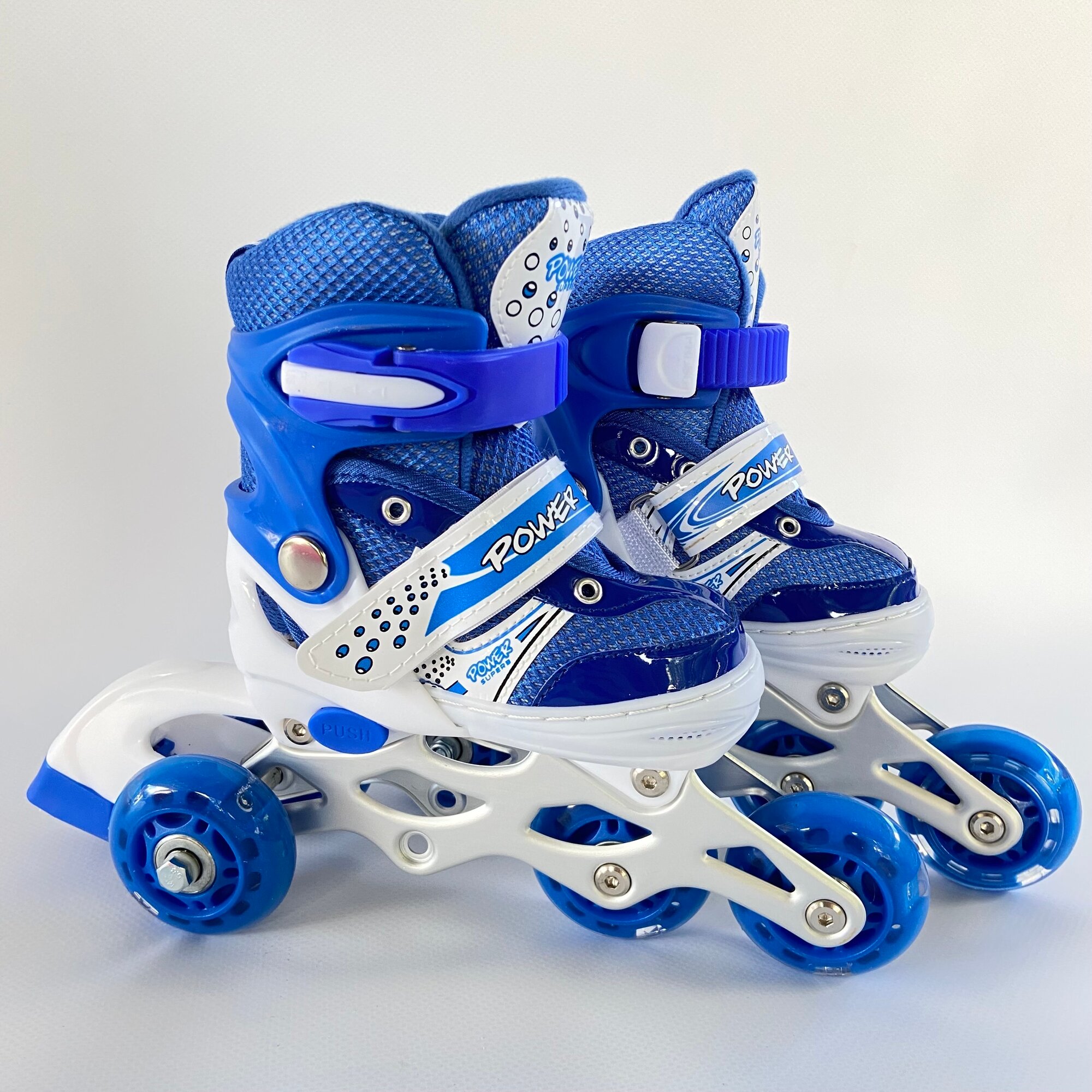 Роликовые коньки детские раздвижные размер 31-34 светящееся колесо фиолетовые