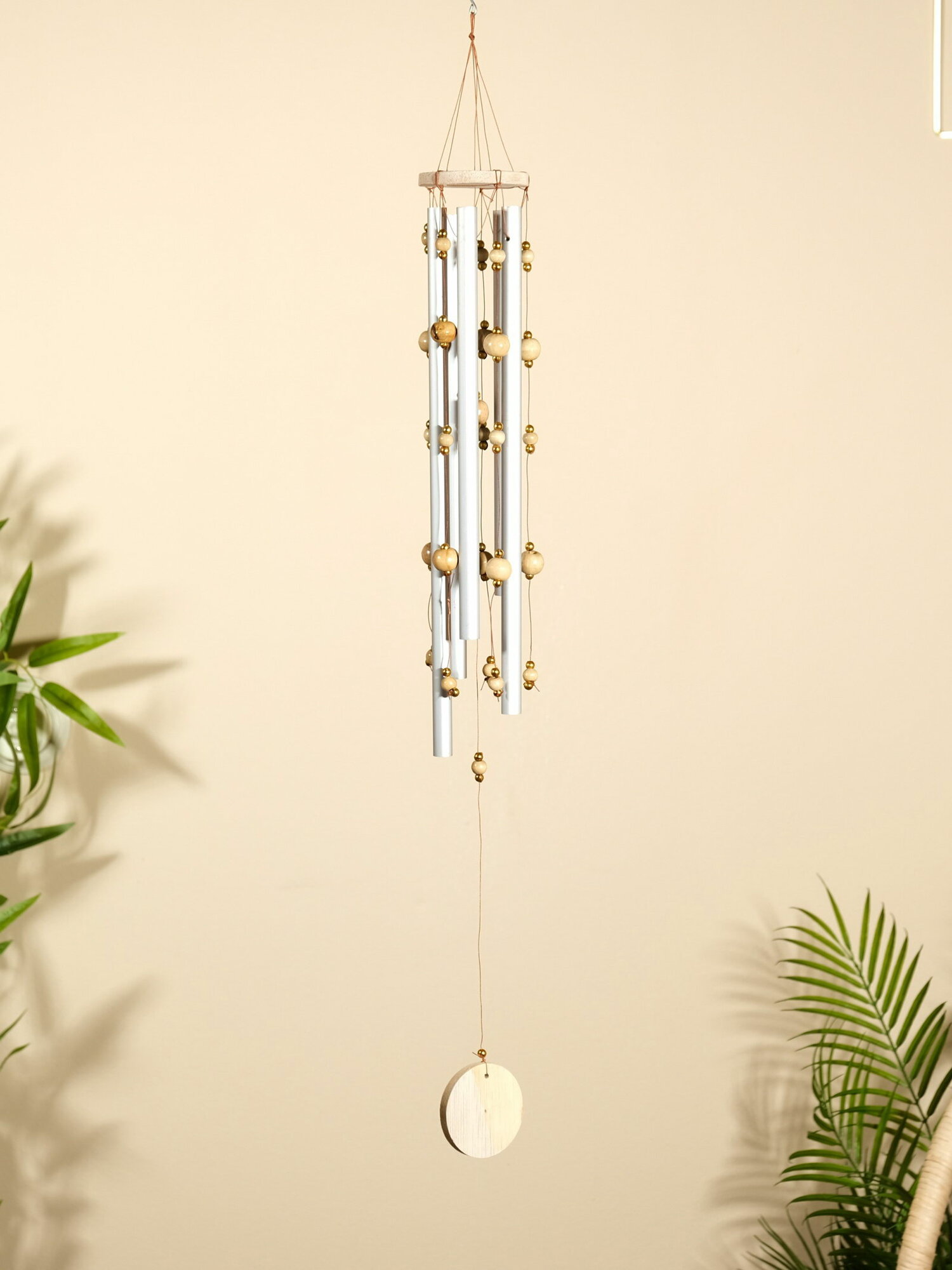 Музыка ветра "Восток", 7x7x60 см, дерево, алюминий, цвет: бежевый