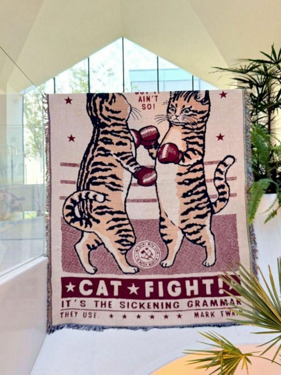 Плед-пончо, Котенок, который занимается боксом, Диванное одеяло, 130x180cm