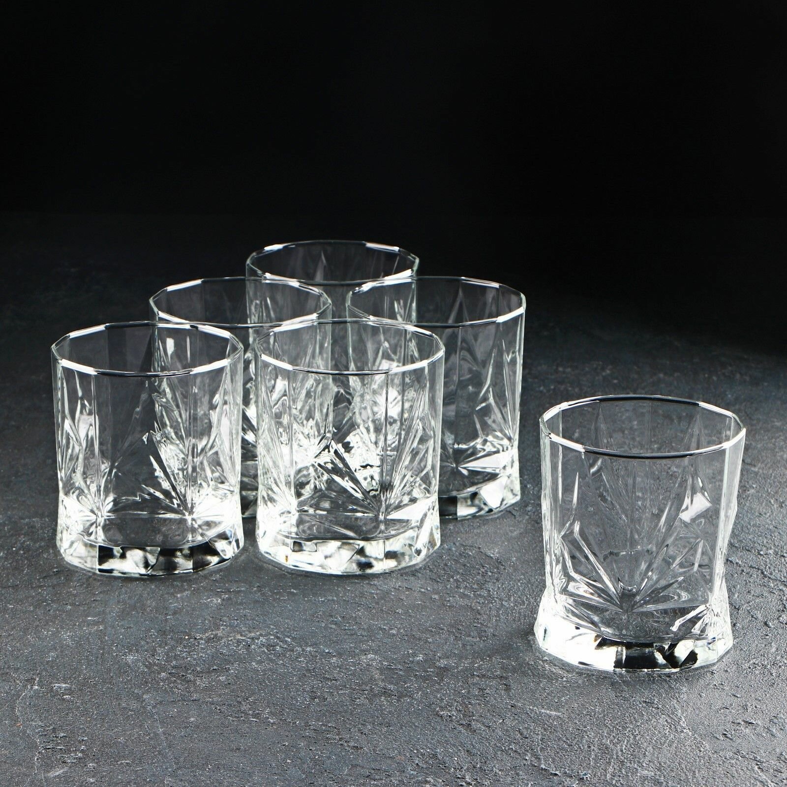 Набор низких стаканов "Рош", 340 мл, 6 шт, стекло, цвет прозрачный