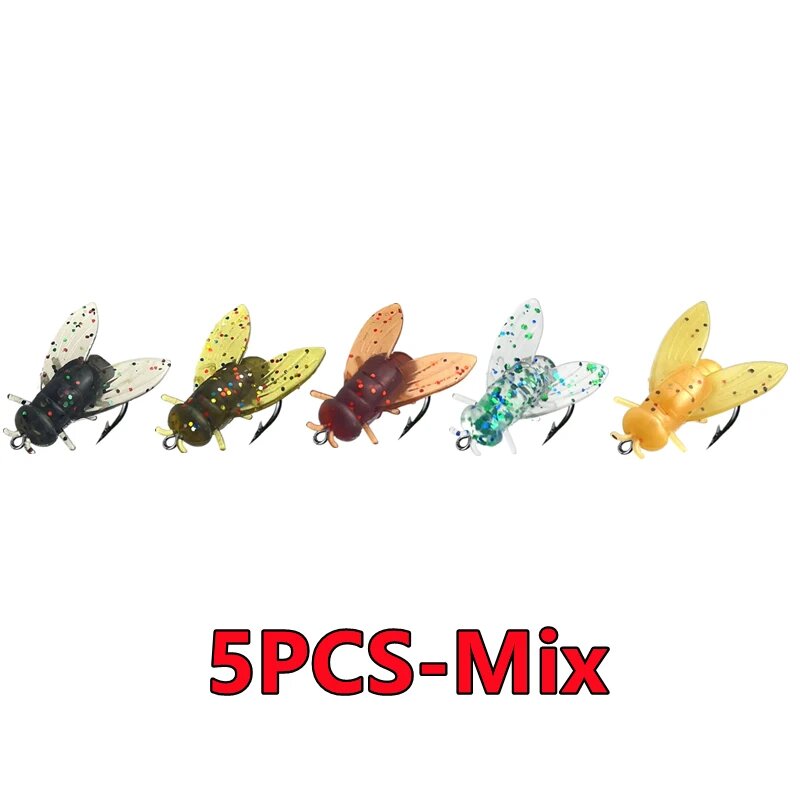 Мушки для нахлыста из ПВХ, 5 шт. S-10mm, 5PCS-Mix
