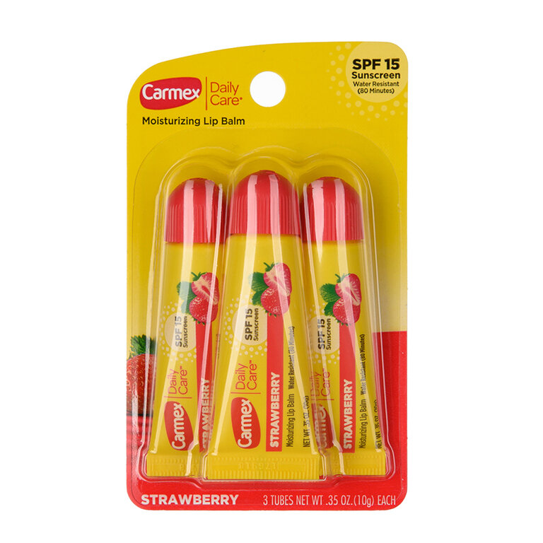 Carmex Lip Balm Mix Набор бальзамов для губ клубника SPF 15 в тубе 3 шт