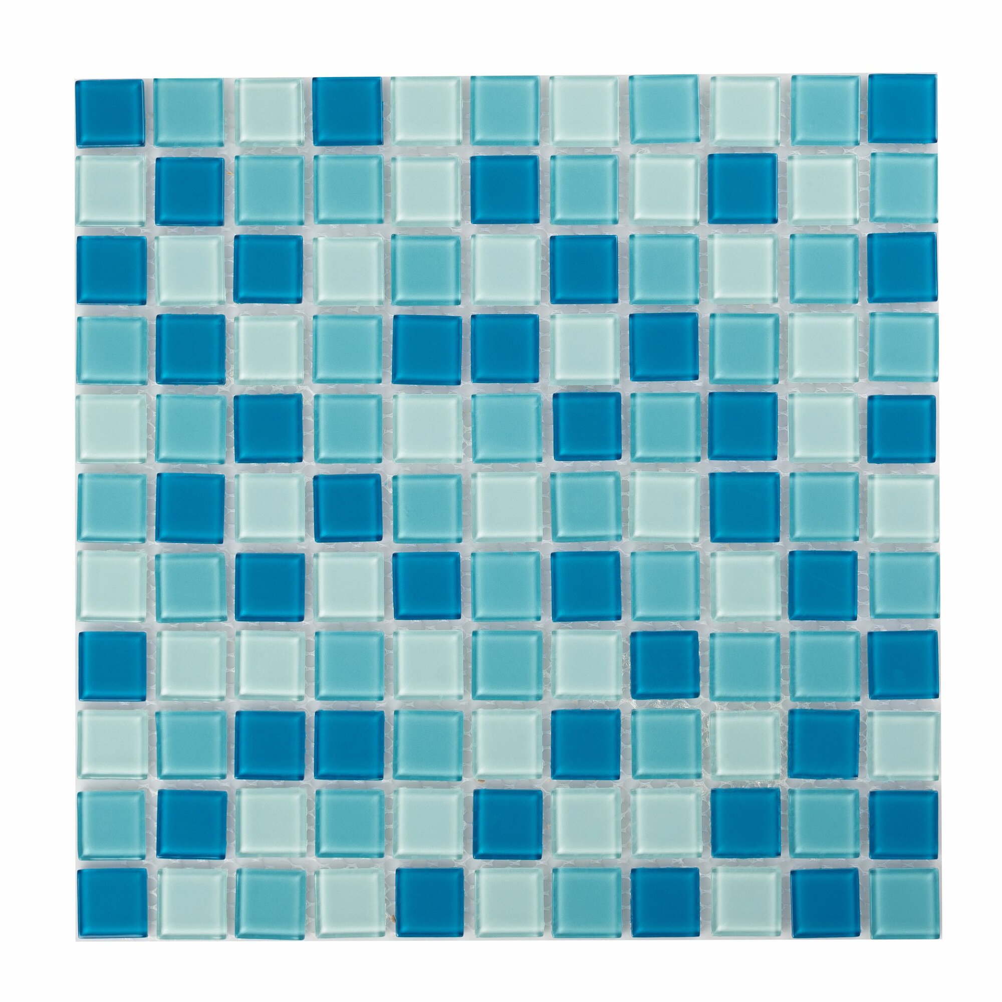 Плитка мозаика КерамограД стеклянная на сетке для сауны и хаммама, влагостойкая износостойкая, 30х30см/ 1 сетка