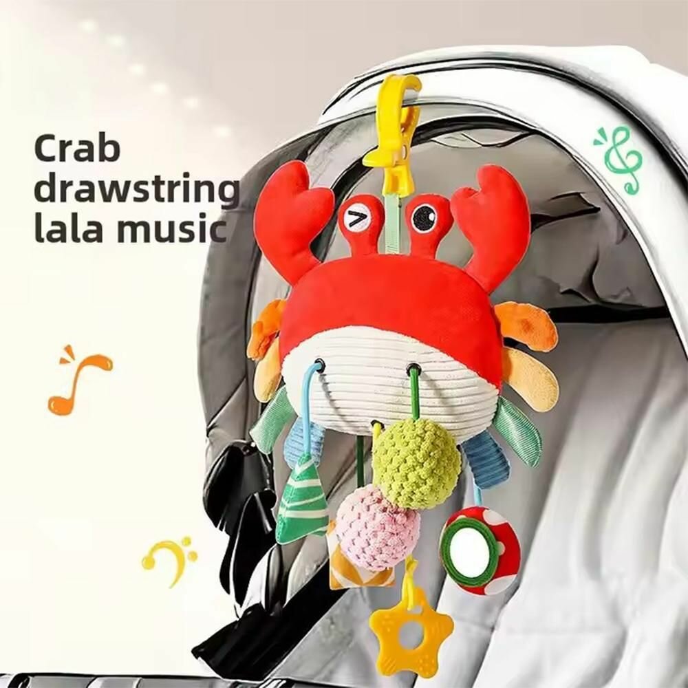 Успокаивающая игрушка-краб, веревка, музыкальный колокольчик для детской коляски, подвеска
