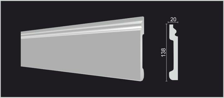 Плинтус Decor-Dizayn DD31 Белая Лепнина Д2000хВ138хТ20 / Декор Дизайн.