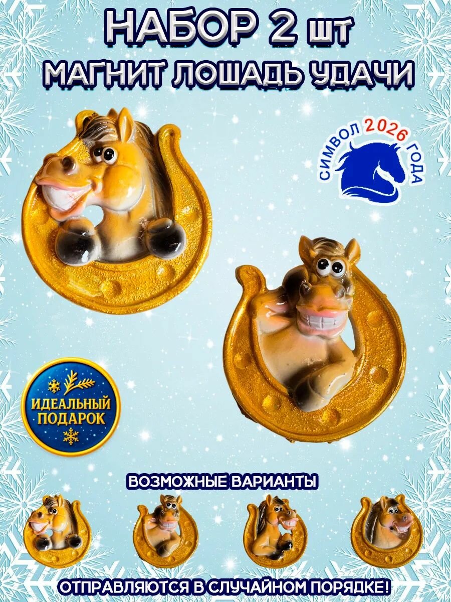 Набор магнитов Лошадь подкова символ 2026 года 2 шт