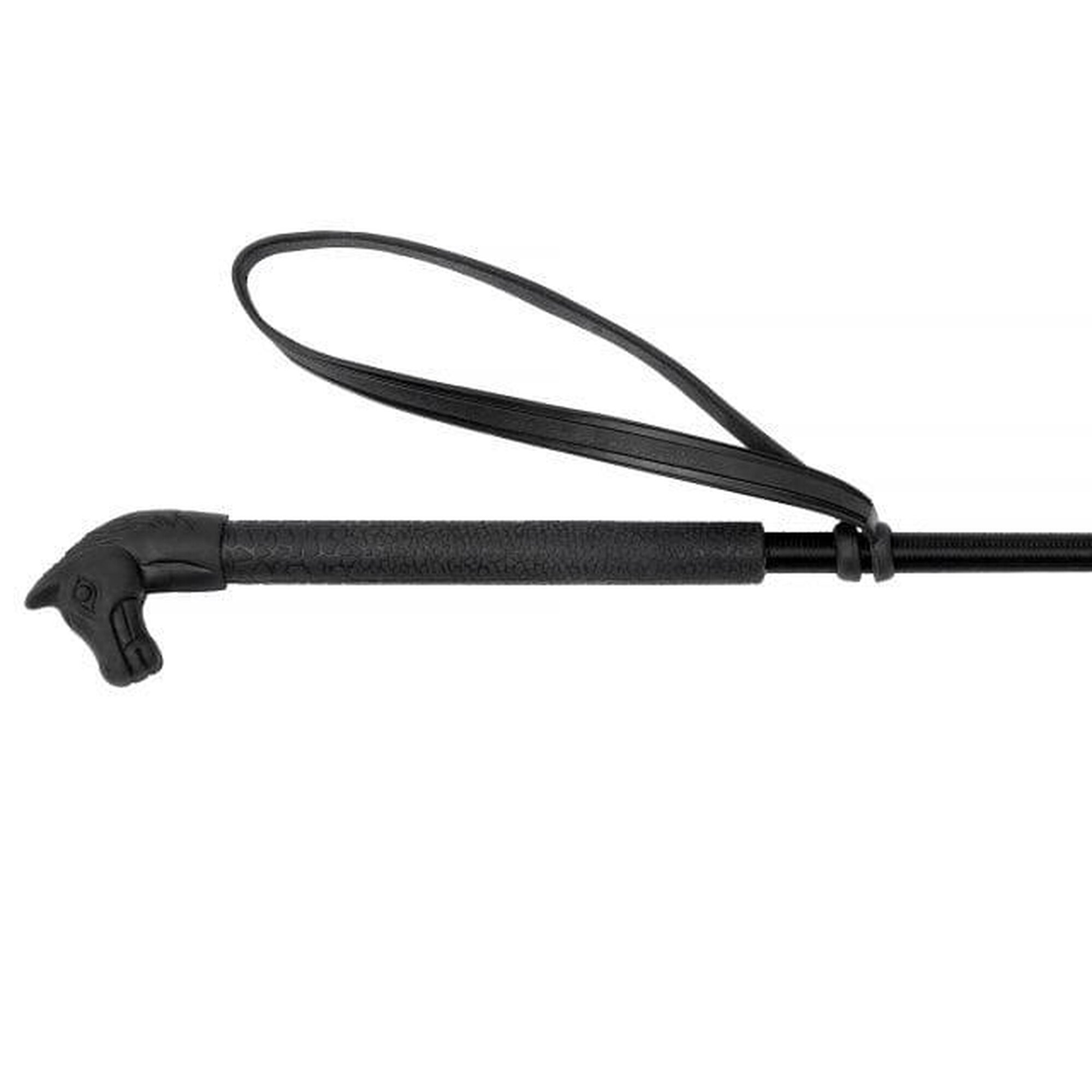 Decathlon Дрессировочный хлыст Start HorseHead, для верховой езды, 65 см, черный