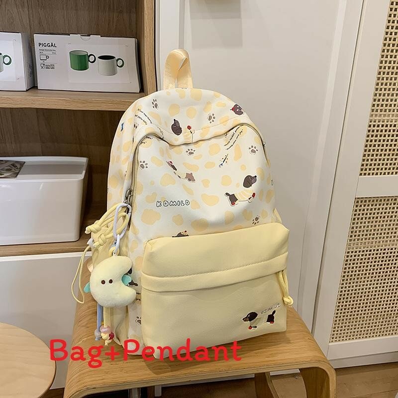 Youthfriendly рюкзак с изображением собаки и большим объемом из нейлона с геометрическим рисунком для школьных дней желтый s